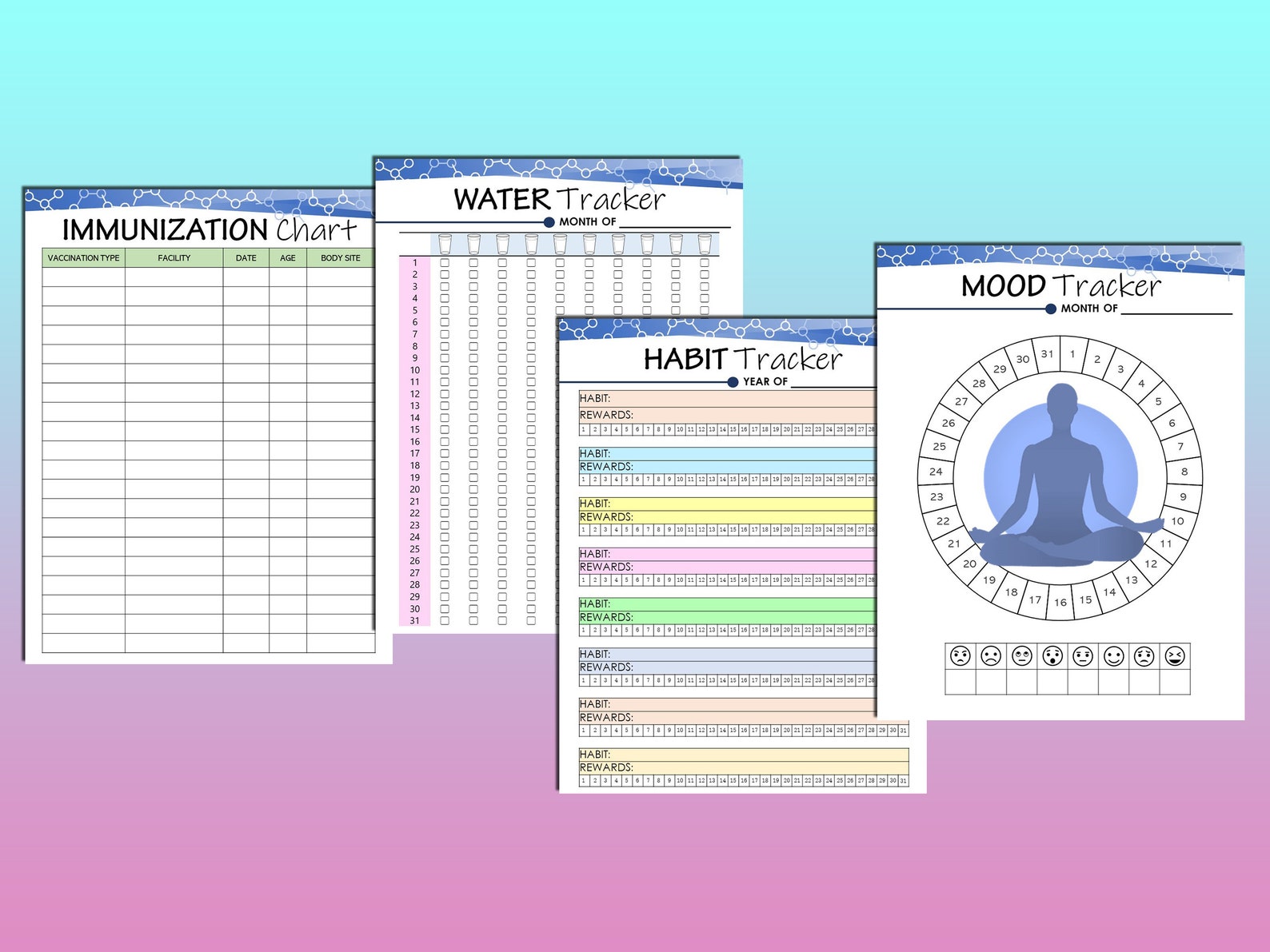 Medical Planner Health Tracker Printable Blood Pressure Sleep Habit ...