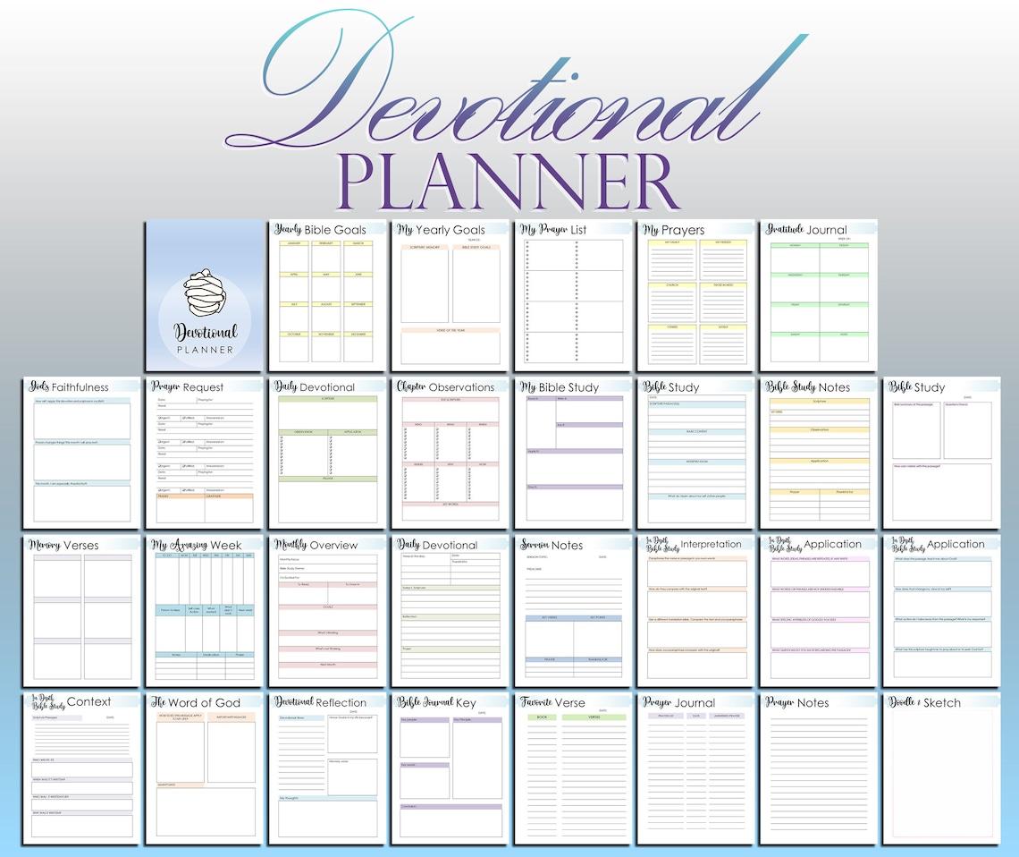 Devotional Journal Printable Bible Study Planner Prayer - Etsy