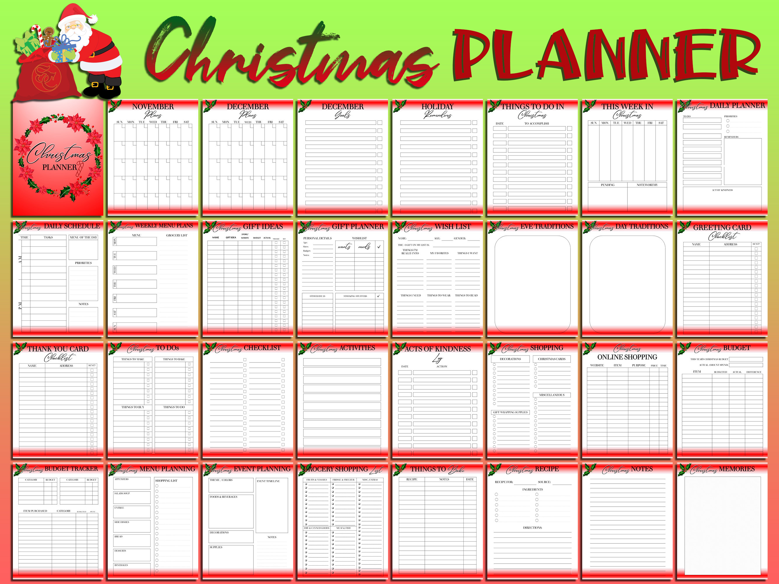 Christmas Planner Printable Holiday Planner Digital Download | Etsy