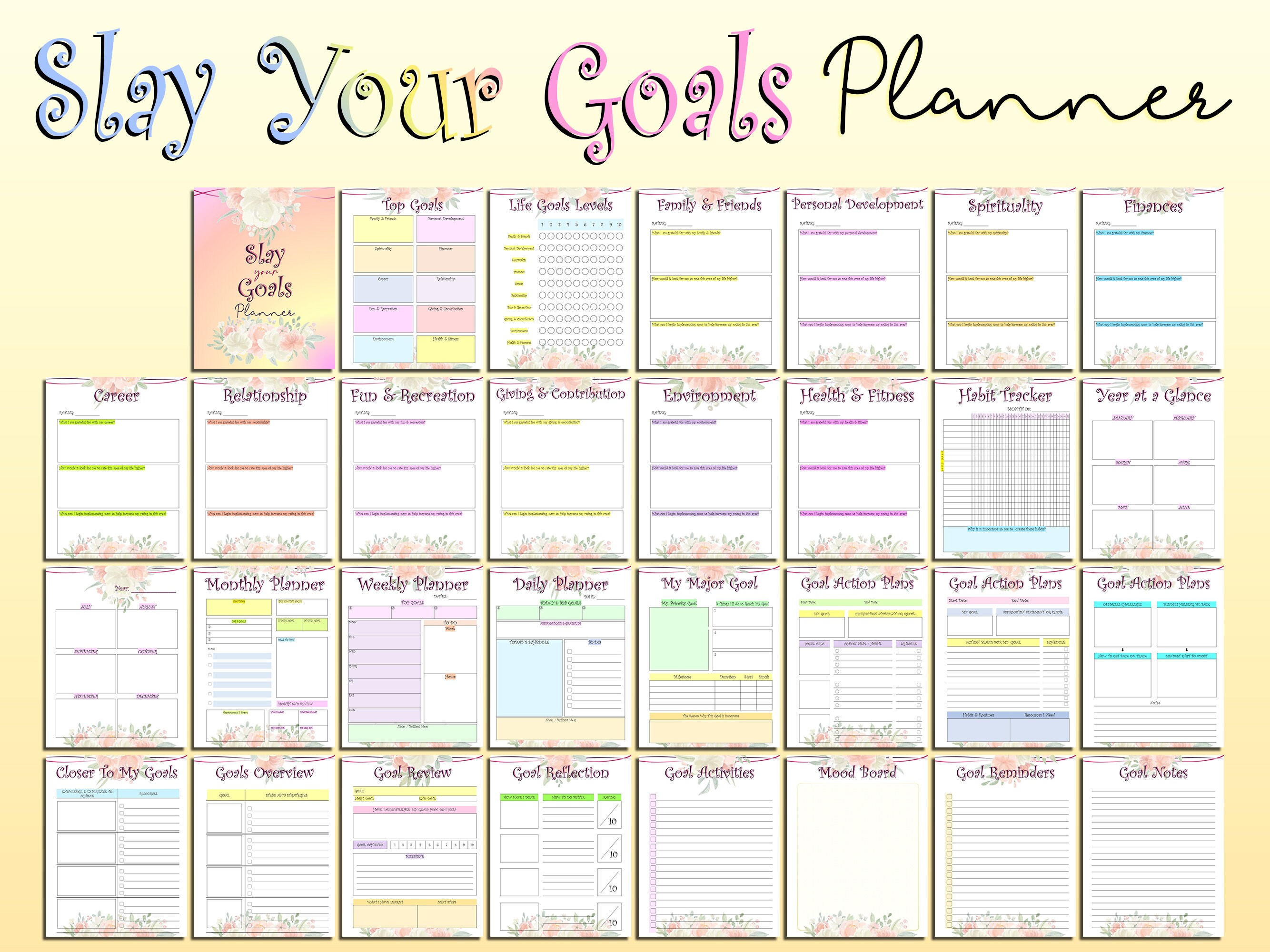 Goals Planner Printable Life Productivity Digital Download | Etsy