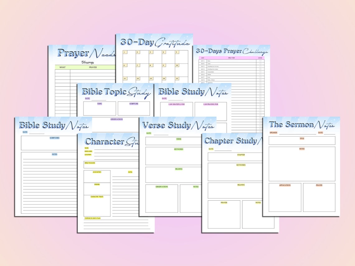 Bible Journaling Printable Bible Planner Prayer Sermons Scriptures ...