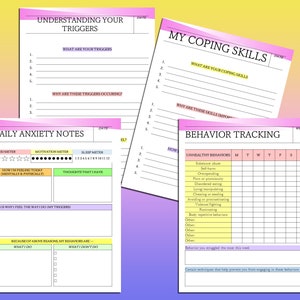 Anxiety Journal Therapy Planner Printable Mental Health Digital ...