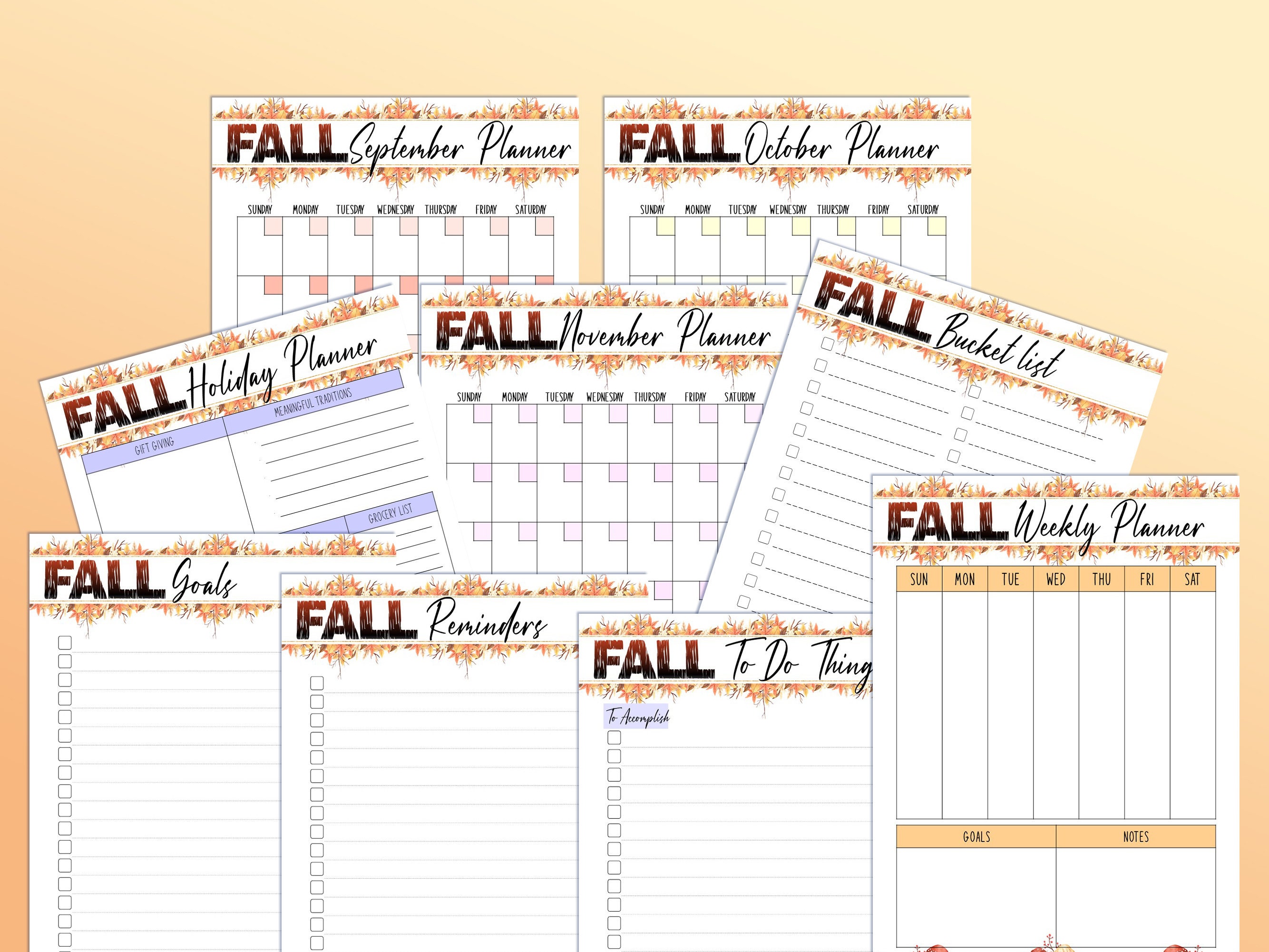 Fall Planner Halloween Planner Printable Holiday Autumn - Etsy