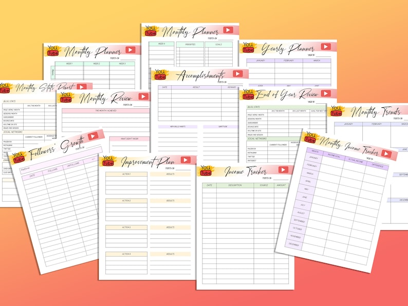 Youtube Planner Social Media Video Vlog Tracker Printable - Etsy