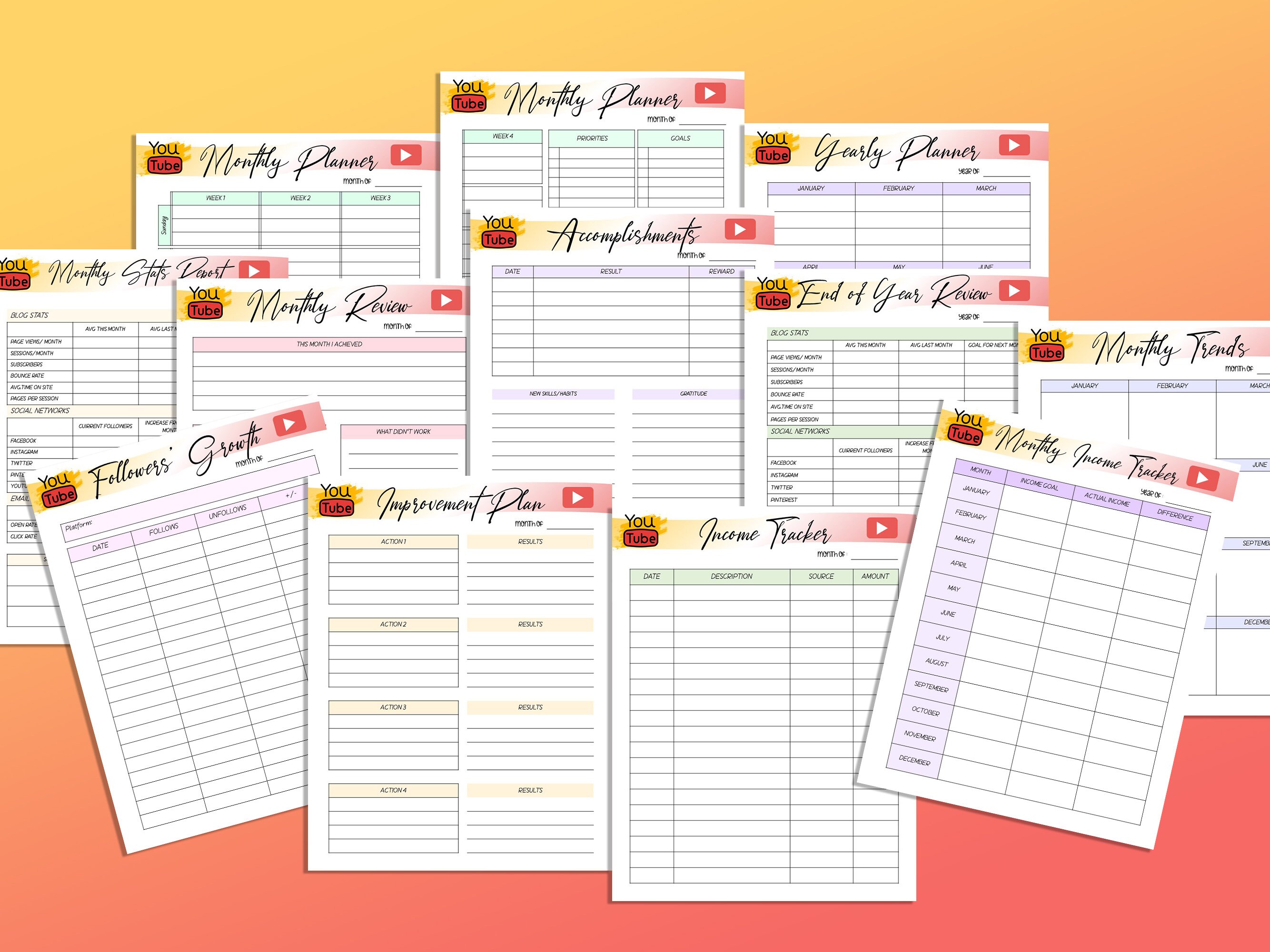 Youtube Planner Social Media Video Vlog Tracker Printable - Etsy