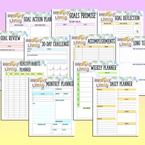 Healthy Living Planner Wellness Tracker Self Care Weight Loss Fitness ...