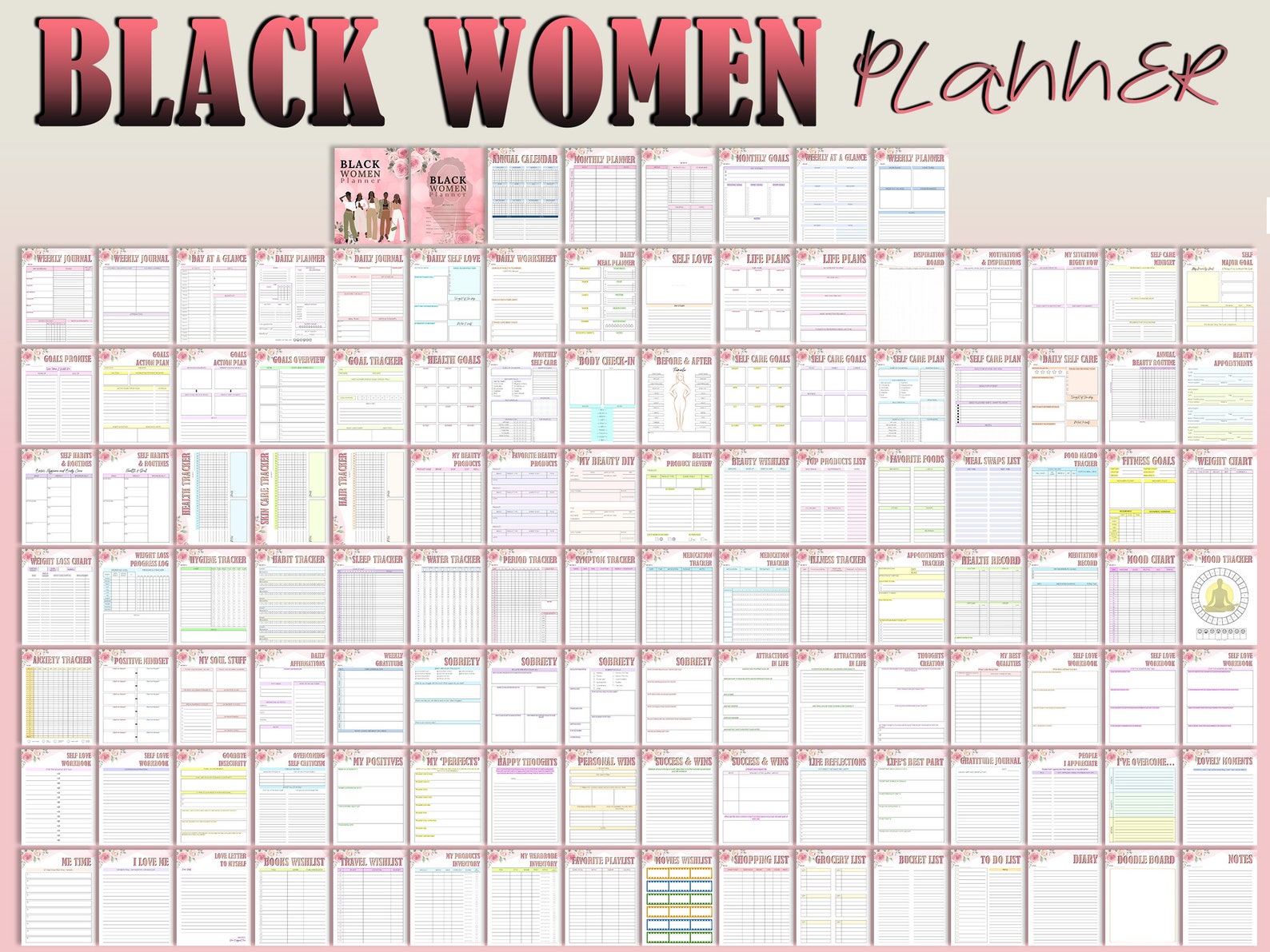 Black Woman Planner Printable African American BIPOC Boss Babe Afro ...