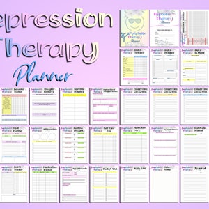 Depression Therapy Journal Mood Tracker Anxiety Planner Printable ...