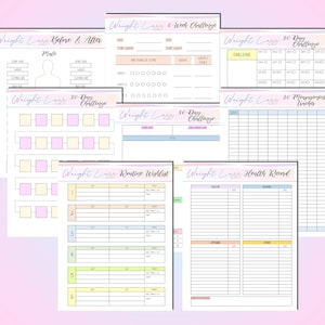 Weight Loss Journal Tracker Planner Workout Fitness Printable Digital ...