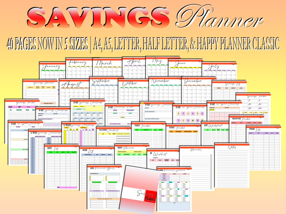 Savings Planner Printable Finance Digital Download Bill - Etsy