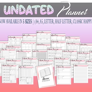 Undated Digital Planner Undated Calendar Printable Digital Download ...