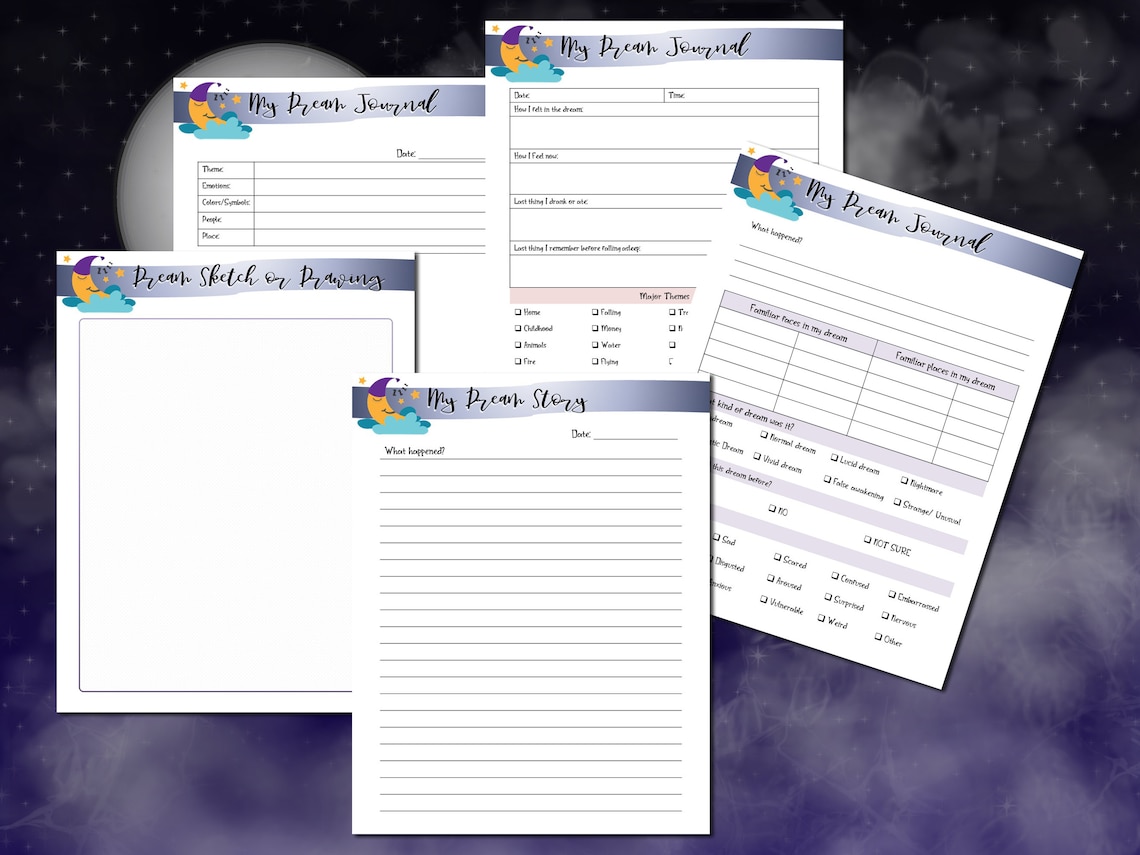 Dream Journal Dream Diary Printable Notebook Dreaming Interpretation ...