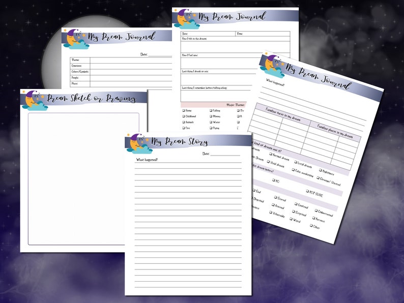 Dream Journal Dream Diary Printable Notebook Dreaming - Etsy