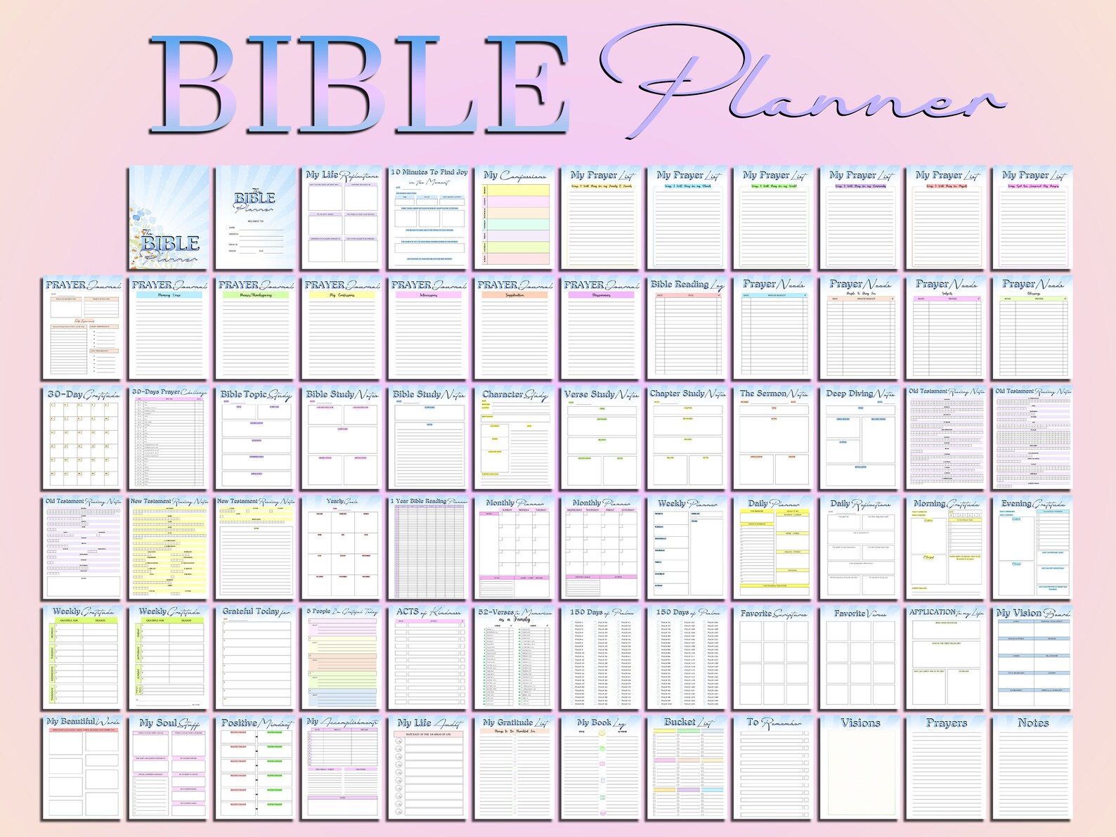 Bible Journaling Printable Bible Planner Prayer Sermons Scriptures ...