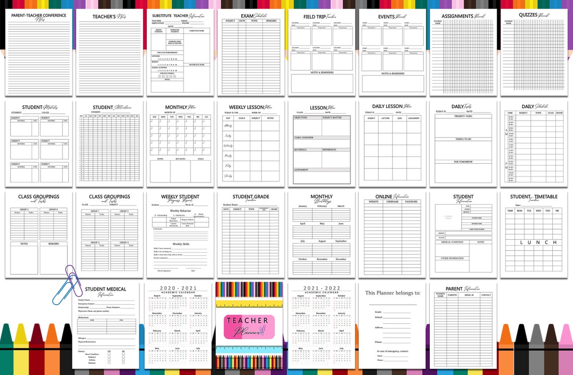 Teacher Planner Minimalistic School Printable Academic Digital - Etsy