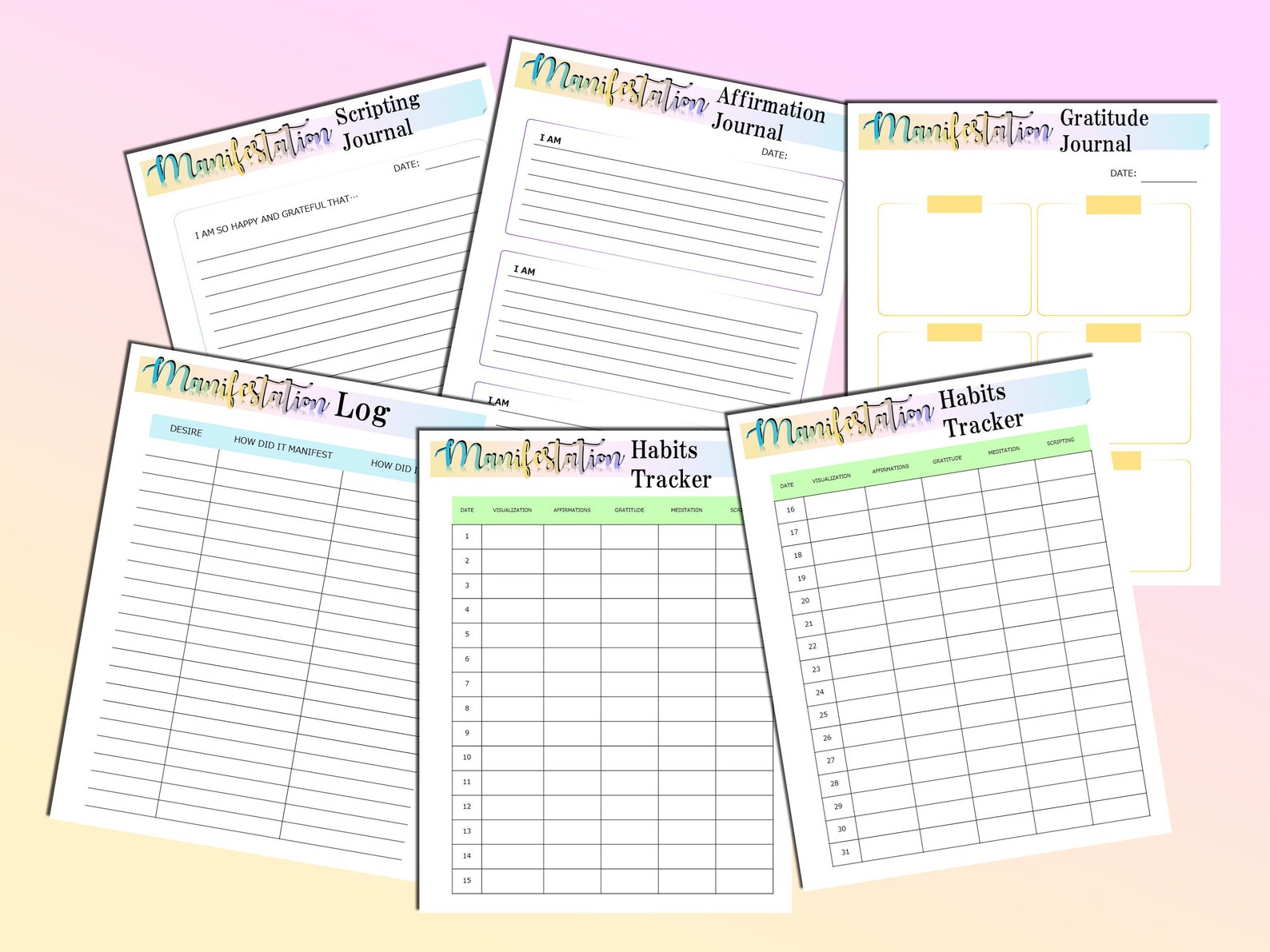 Manifestation Journal Intentions Planner Printable Law of Attraction ...