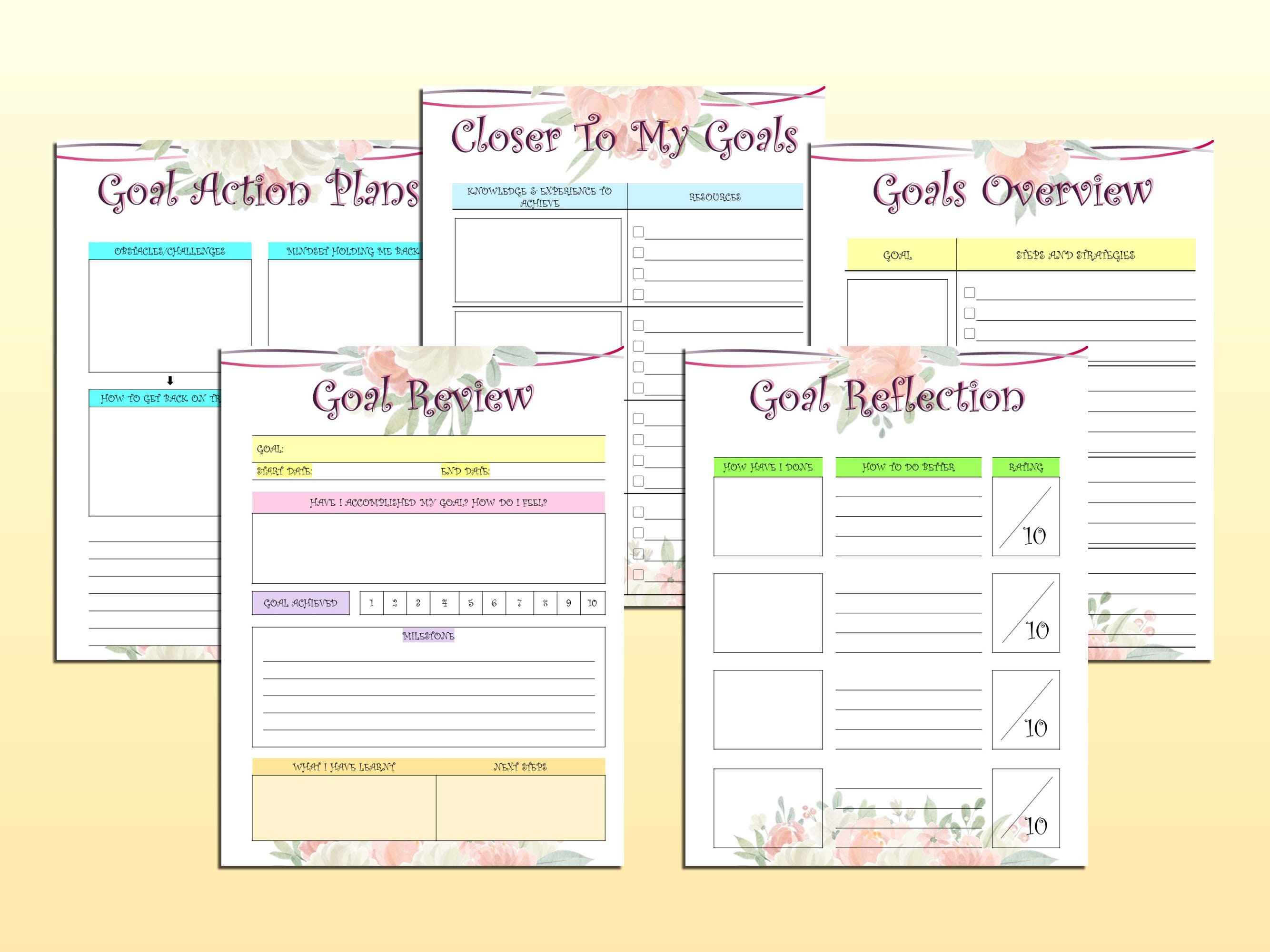 Goals Planner Printable Life Productivity Digital Download | Etsy