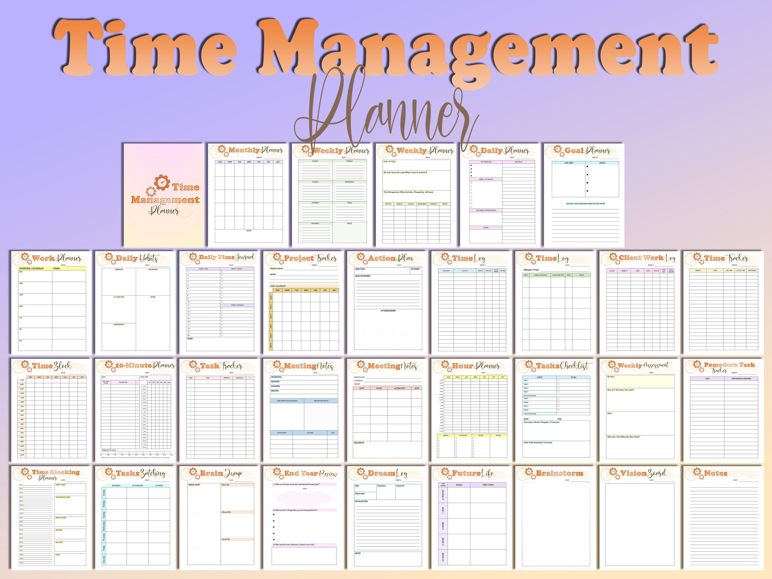 Time Management Planner Printable Pomodoro Goals Time Tracker - Etsy