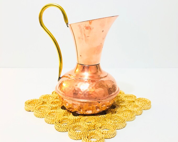 Hammered Copper Pitcher~vintage Ethan Allen Copper Pitcher Vase With ...