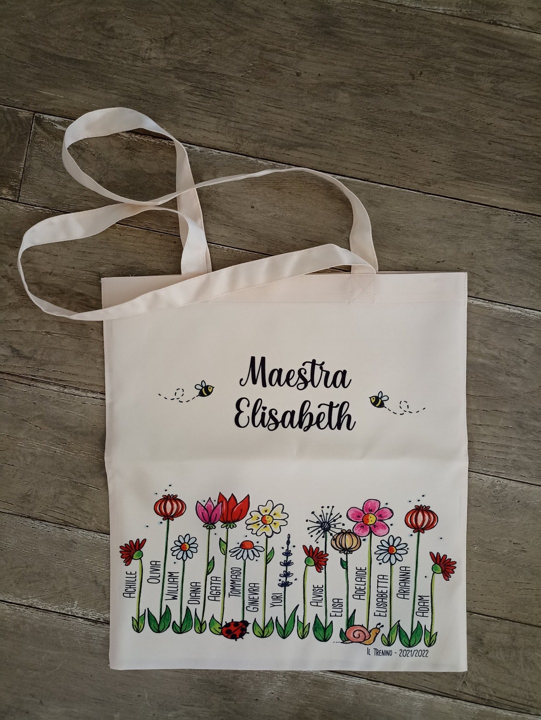 SHOPPER Classic BAG With Handles Personalized With Children's Names ...