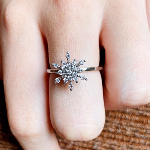 Snowflake Ring Silver Snowflake Christmas Jewelry Winter - Etsy