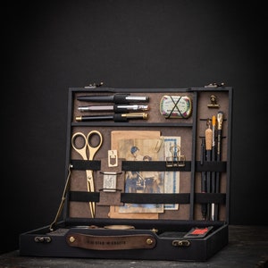 Vintage Briefcase for Writers, Made From Black Distressed Matte Painted ...