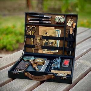 Vintage Briefcase for Writers, Made From Black Distressed Matte Painted ...