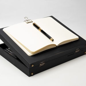 Vintage Briefcase for Writers, Made From Black Distressed Matte Painted ...