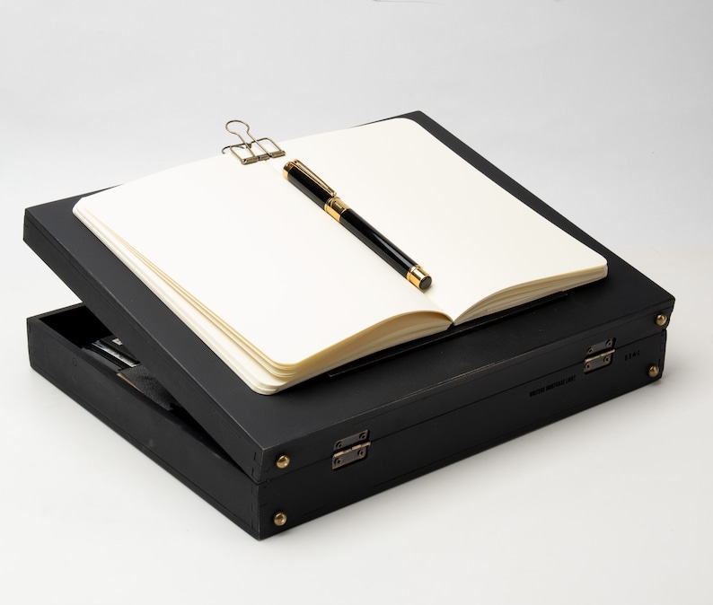 Vintage Briefcase for Writers, Made From Black Distressed Matte Painted ...