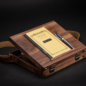 Wood Briefcase for Writers. Handmade With Walnut and Leather. Carry ...