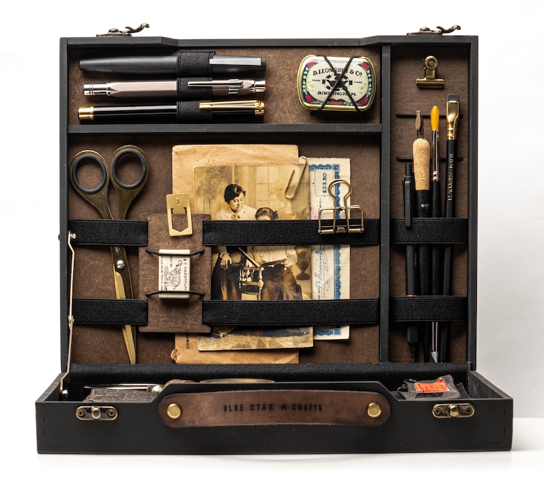 Vintage Briefcase for Writers, Made From Black Distressed Matte Painted ...