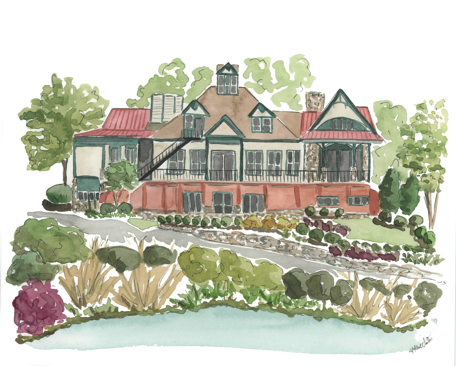 Custom Wedding Venue- Hand Painted Watercolor Illustration-digital File ...
