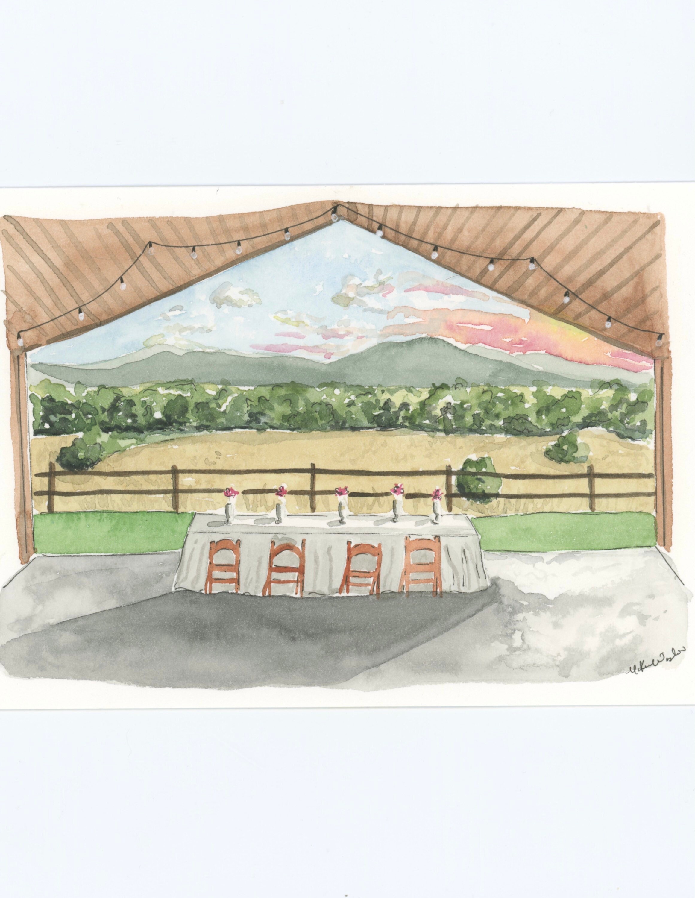 Venue Watercolor Painting-custom Wedding Portrait, Wedding Gift, Hand ...