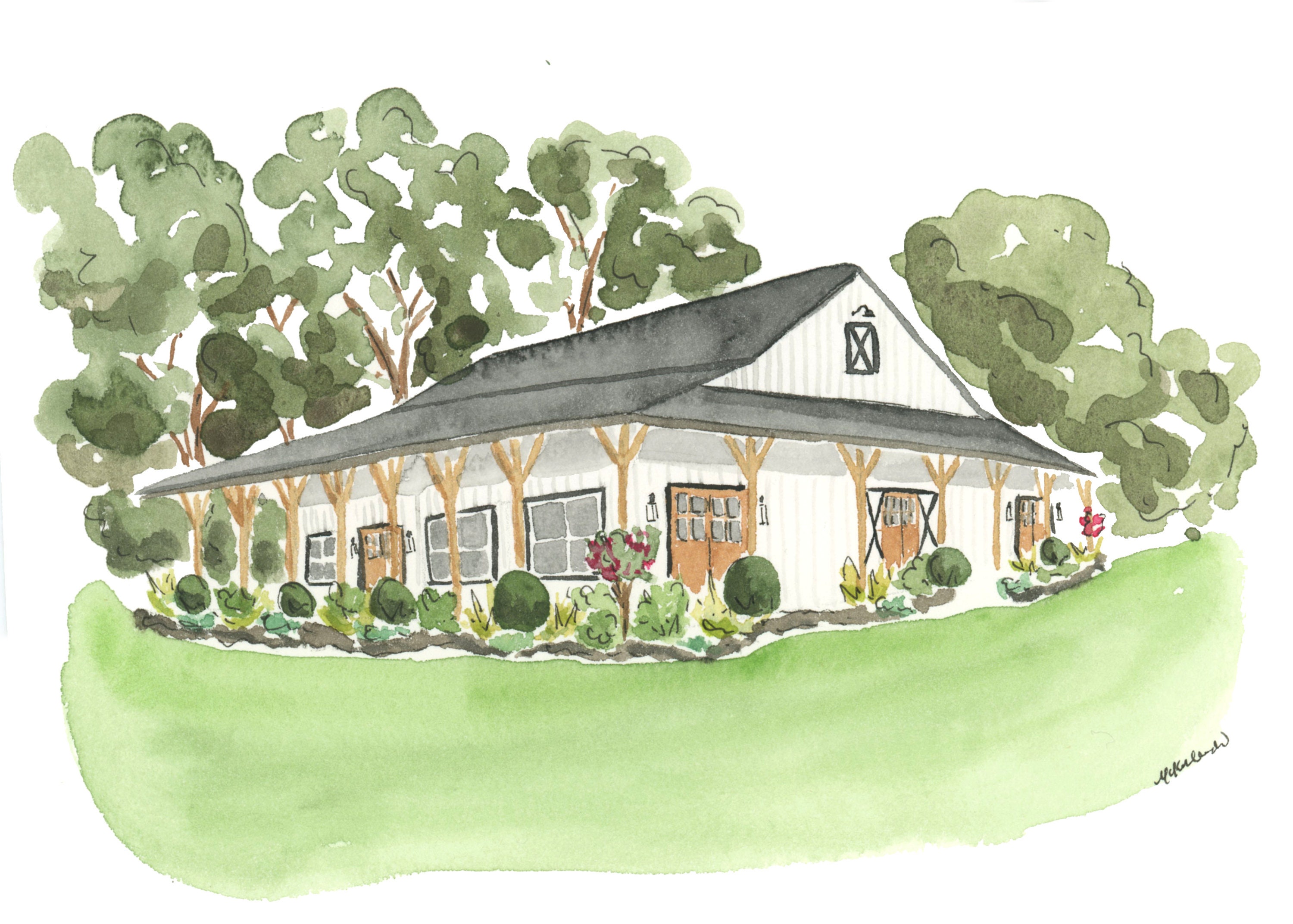 Venue Watercolor Painting-custom Wedding Portrait Wedding Gift - Etsy