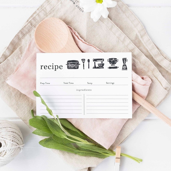 Printable Recipe Cards Baking & Cooking Essentials 4x6 | Etsy