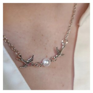 Harry Styles Bird Tattoo Inspired Pearl Necklace - Etsy UK