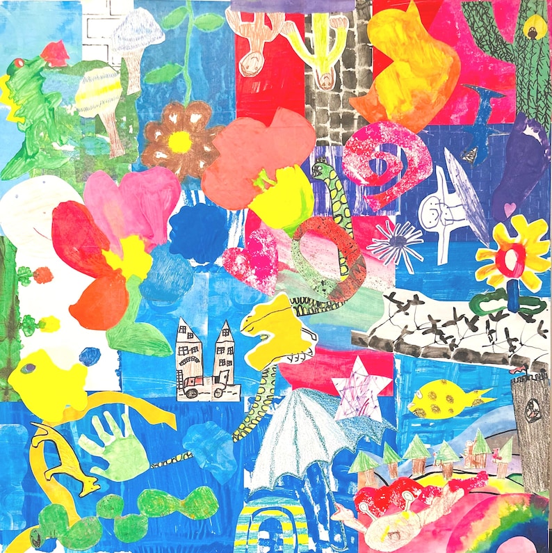 Custom Kids Art Collage: Handcrafted Mixed Media Keepsake - Etsy