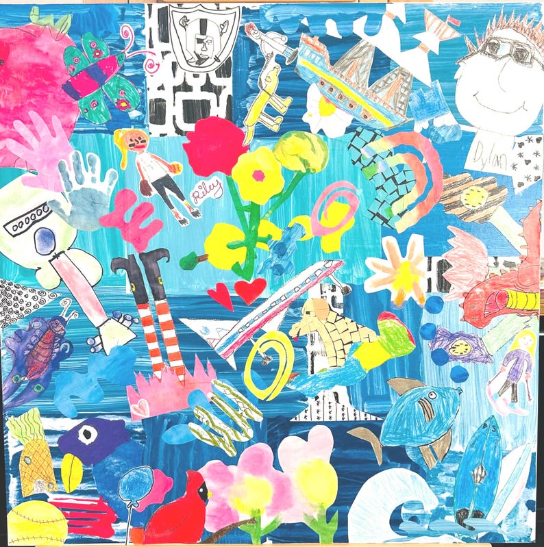 Custom Kids Art Collage: Handcrafted Mixed Media Keepsake - Etsy