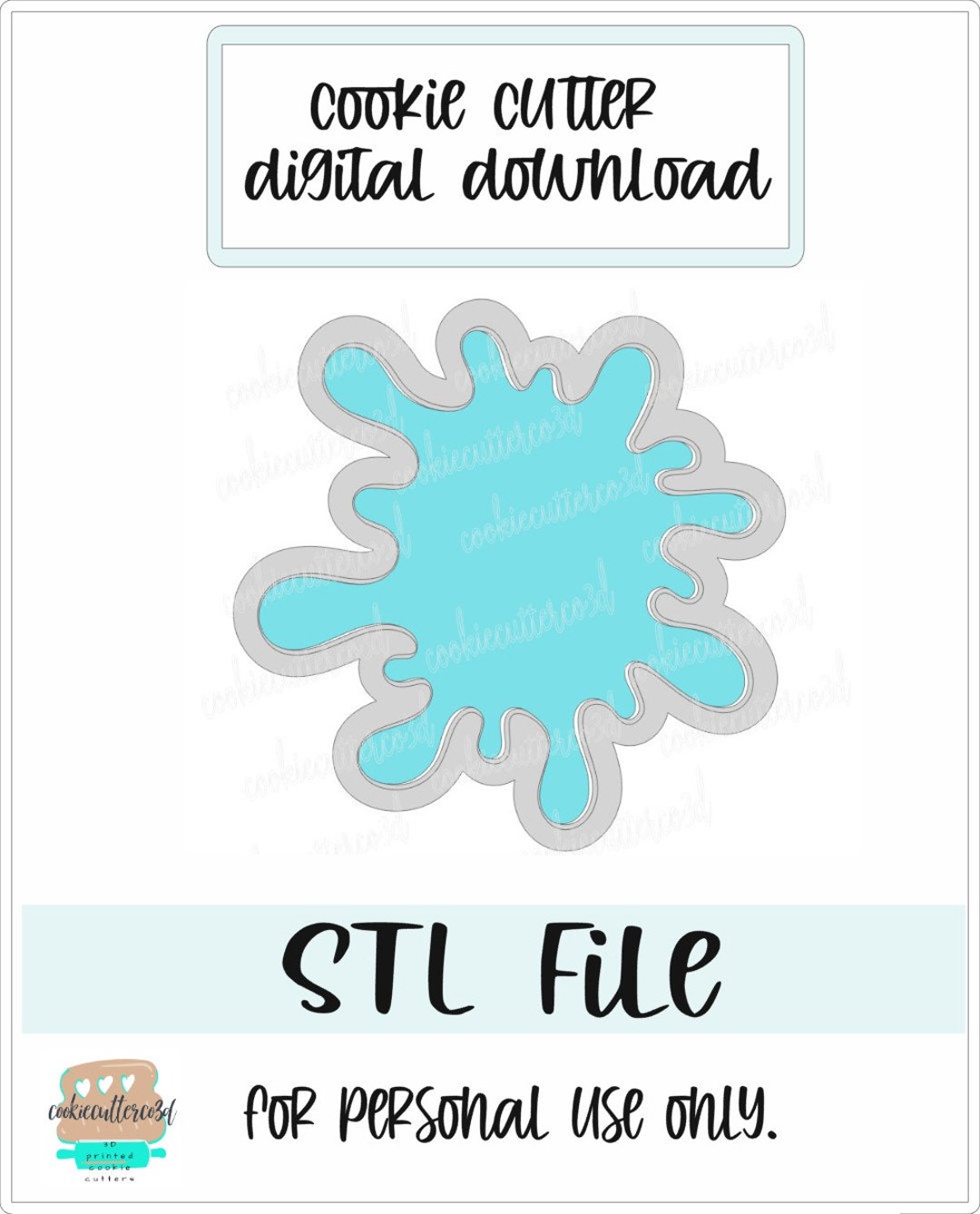 STL File Water Splat Cookie Cutter-paint Splat-digital Download - Etsy
