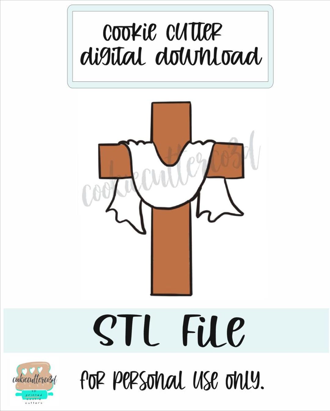 STL FILE- Cross With Cloth Cookie Cutter-easter-religious-spring ...
