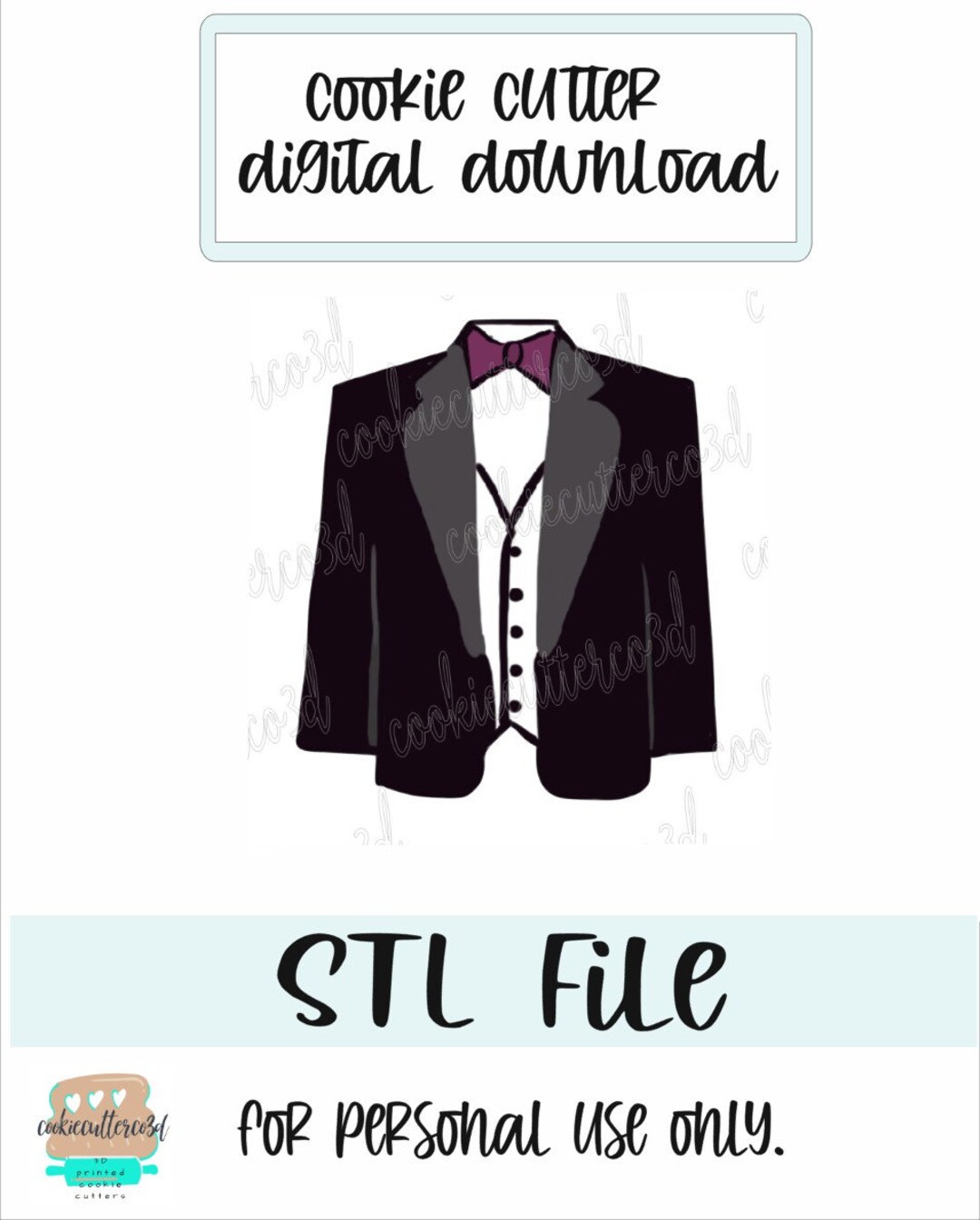 STL File- Tuxedo Jacket Cookie Cutter-digital Download - Etsy