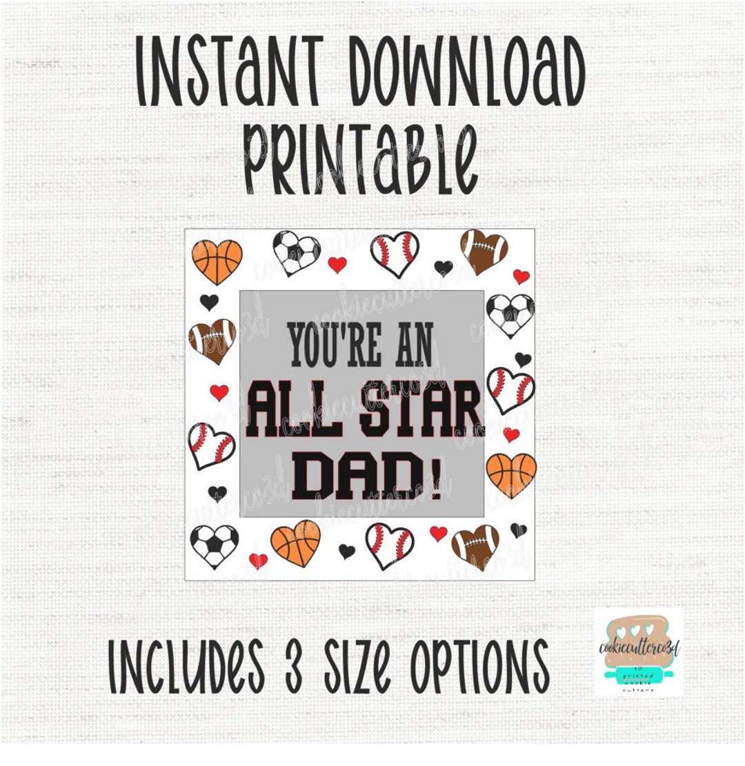 All Star Dad-tag-father's Day Instant Download Printable Cookie ...
