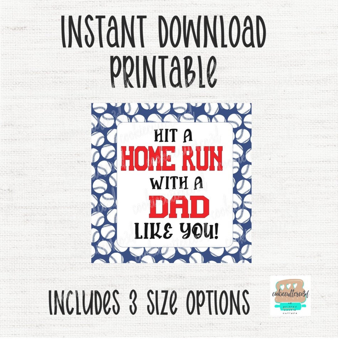 Home Run Dad Tag-baseball-father's Day Instant Download Printable ...