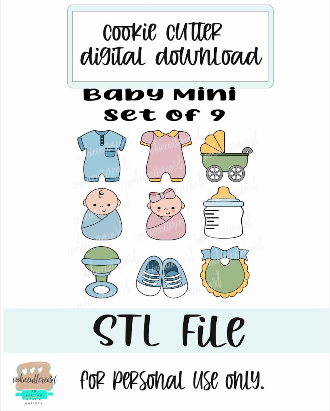 STL File-baby Mini Set of 9-cookie Cutters-bib/boy Outfit/girl Outfit ...