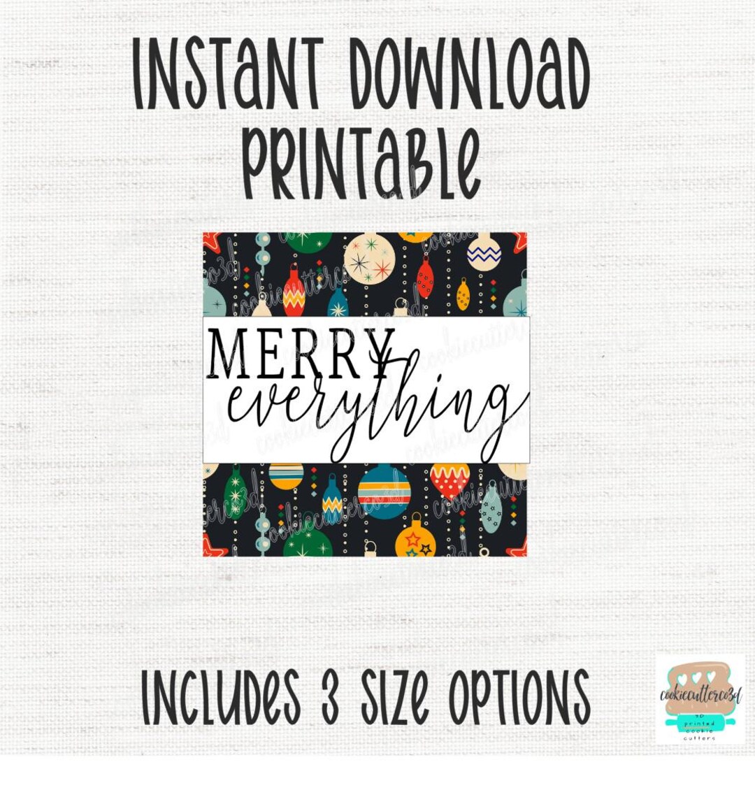 Instant Download-printable- "merry Everything" Tag 3 Sizes Christmas - Etsy