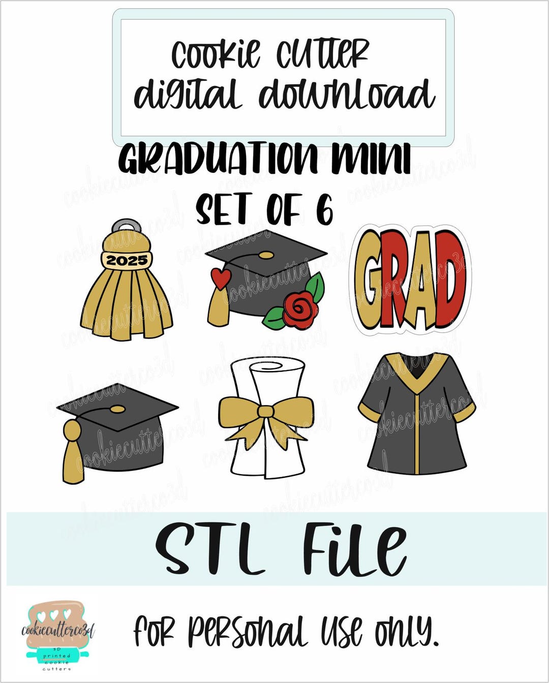 STL FILE- Graduation Mini Set-grad Cap/grad Cap With Flower/tassel ...