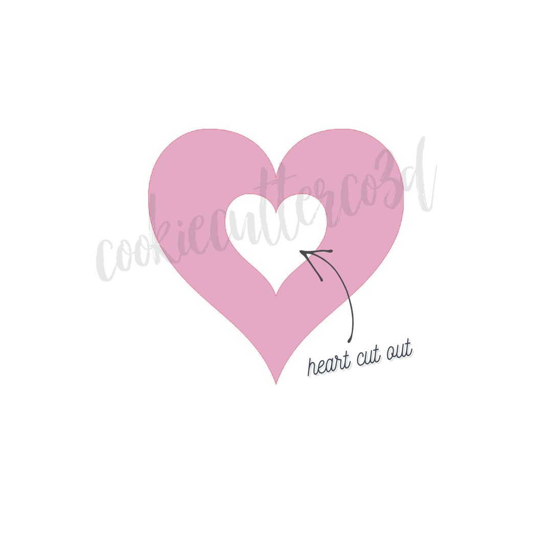 Heart With Mini Heart Cut Out Cookie Cutter, Fondant Cutter, Clay ...