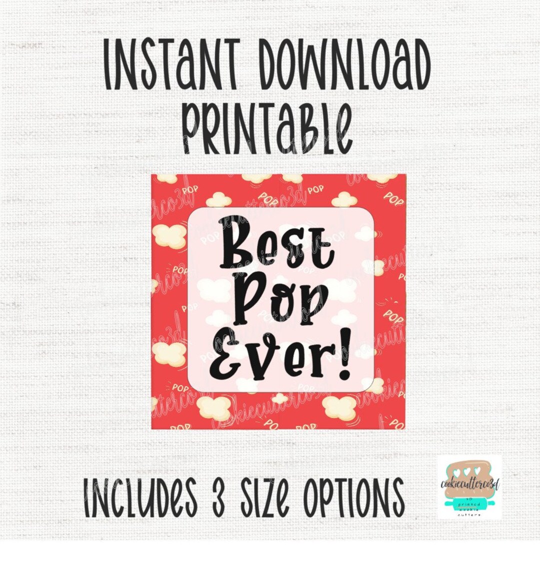Best Pop Ever Tag-popcorn-fathers Day-instant Download Printable Cookie ...