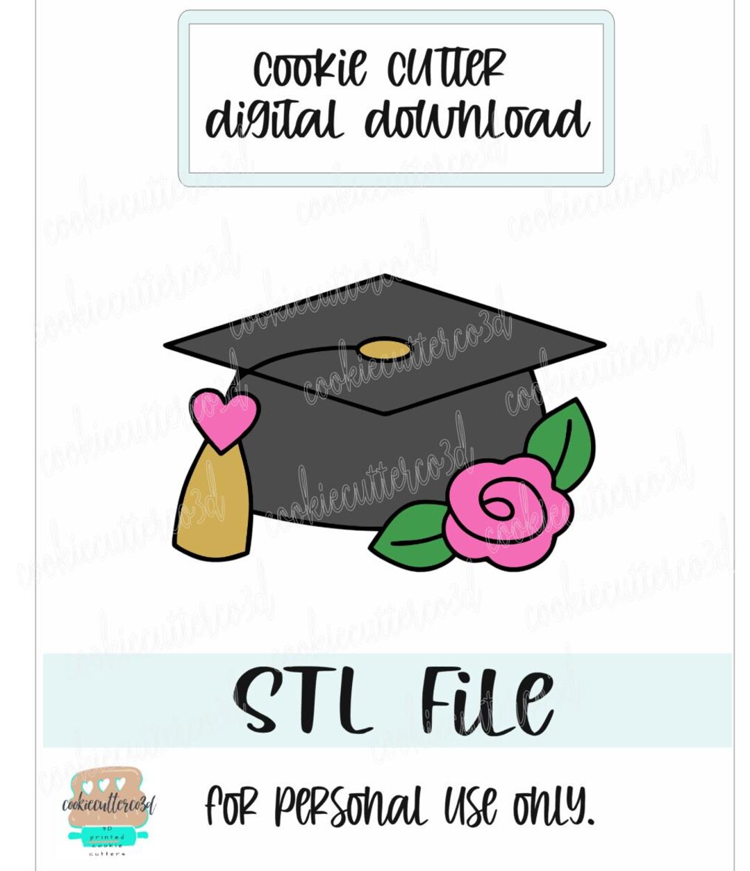 STL File-grad Cap With Flower Cookie Cutter-graduation-girl Grad-school ...