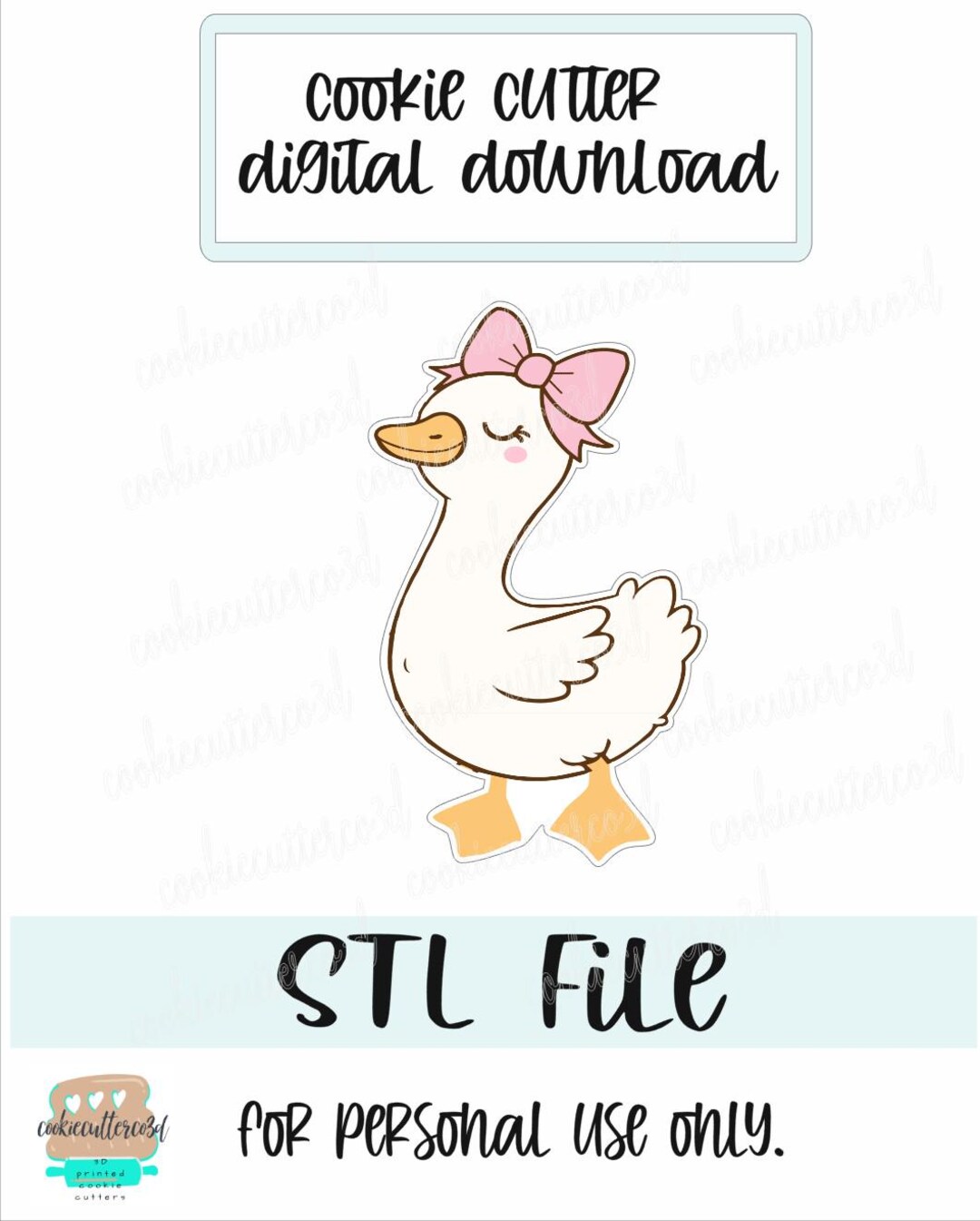 STL FILE- Goose Girl Cookie Cutter-silly Goose-bow-animal-bird-digital ...